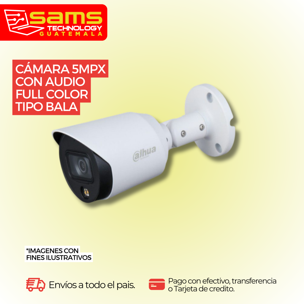 Cámara Dahua Bala Full - Color 5MP (audio) - Sams Technology Guatemala