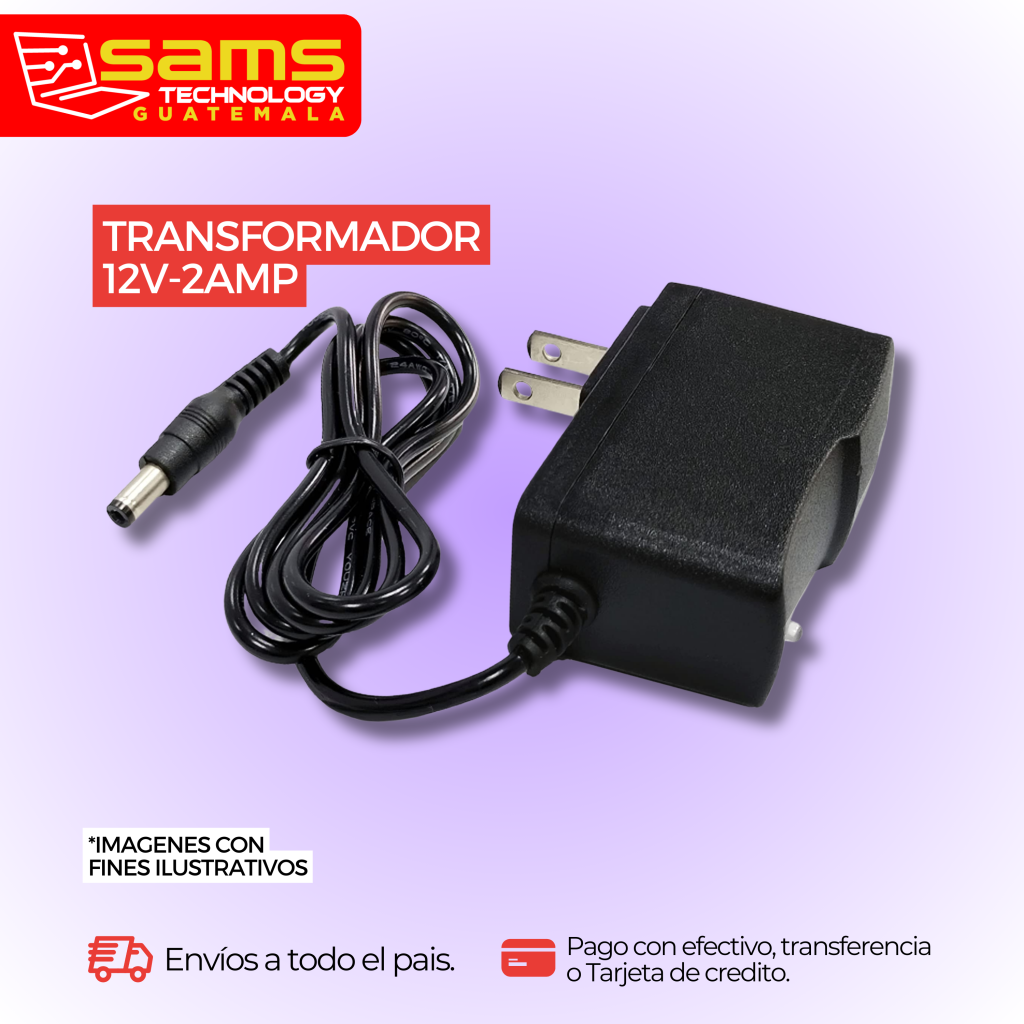Transformador 12V 2AMP - Sams Guatemala
